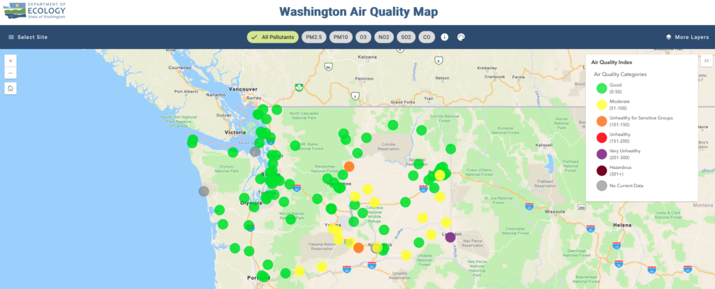 Ecology upgrades Washington air quality map in time for wildfire smoke ...