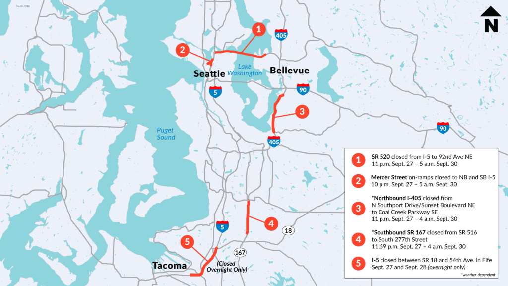 Monster weekend: Closures on SR 520, northbound I-405, southbound SR ...