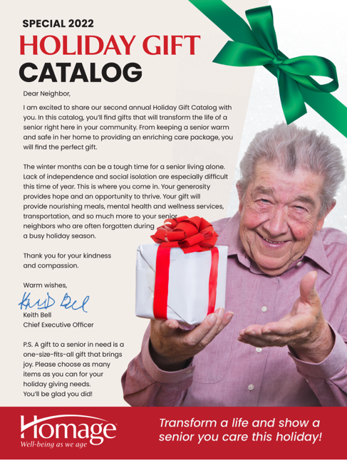 Help a senior in need this holiday season by donating to Homage Senior ...