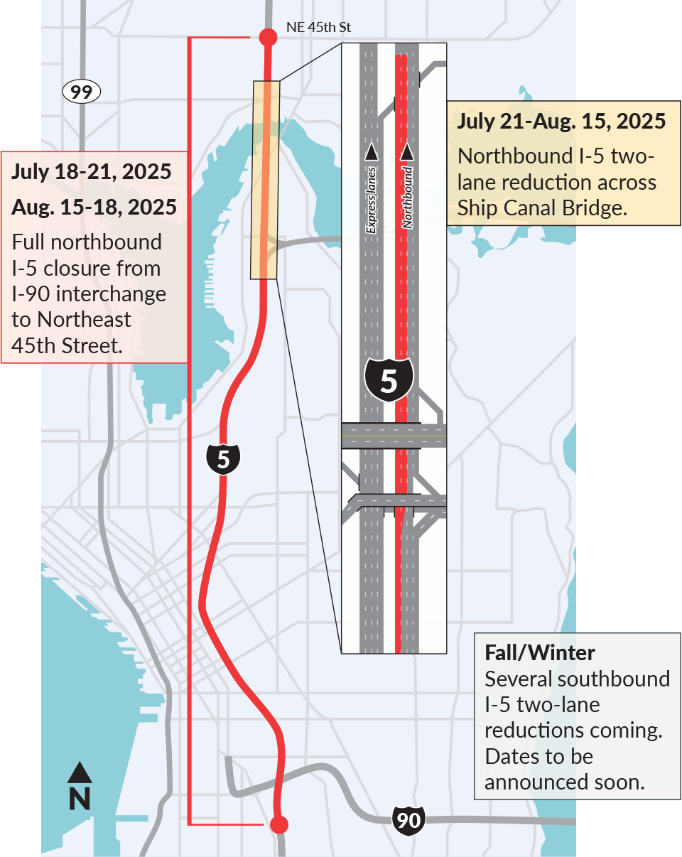 Weekend travel alert: Multiple highway closures across central Puget Sound July 25-28 - My ...