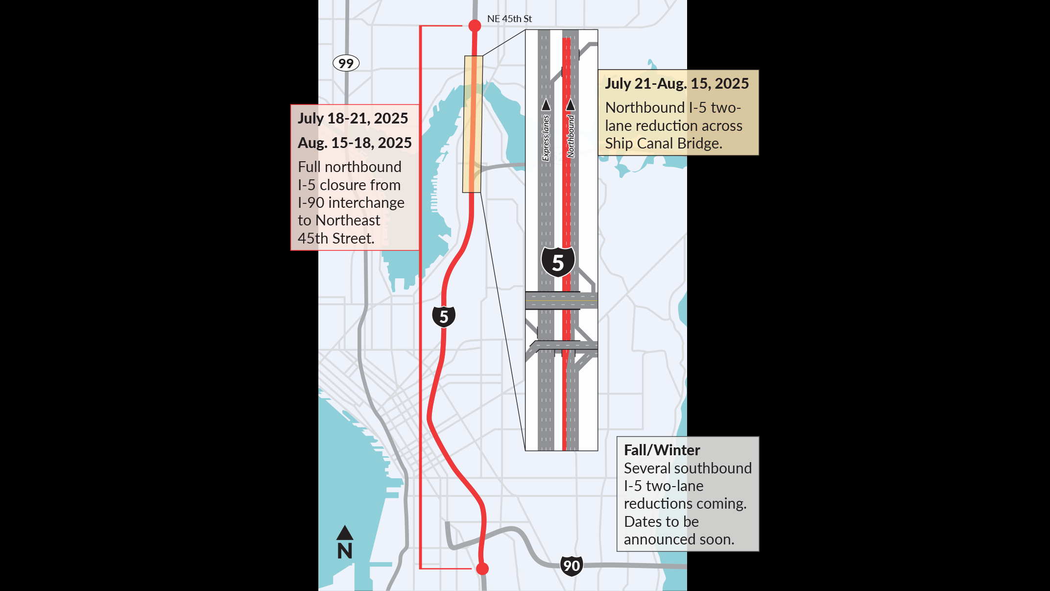 Weekend travel alert: Multiple highway closures across central Puget ...