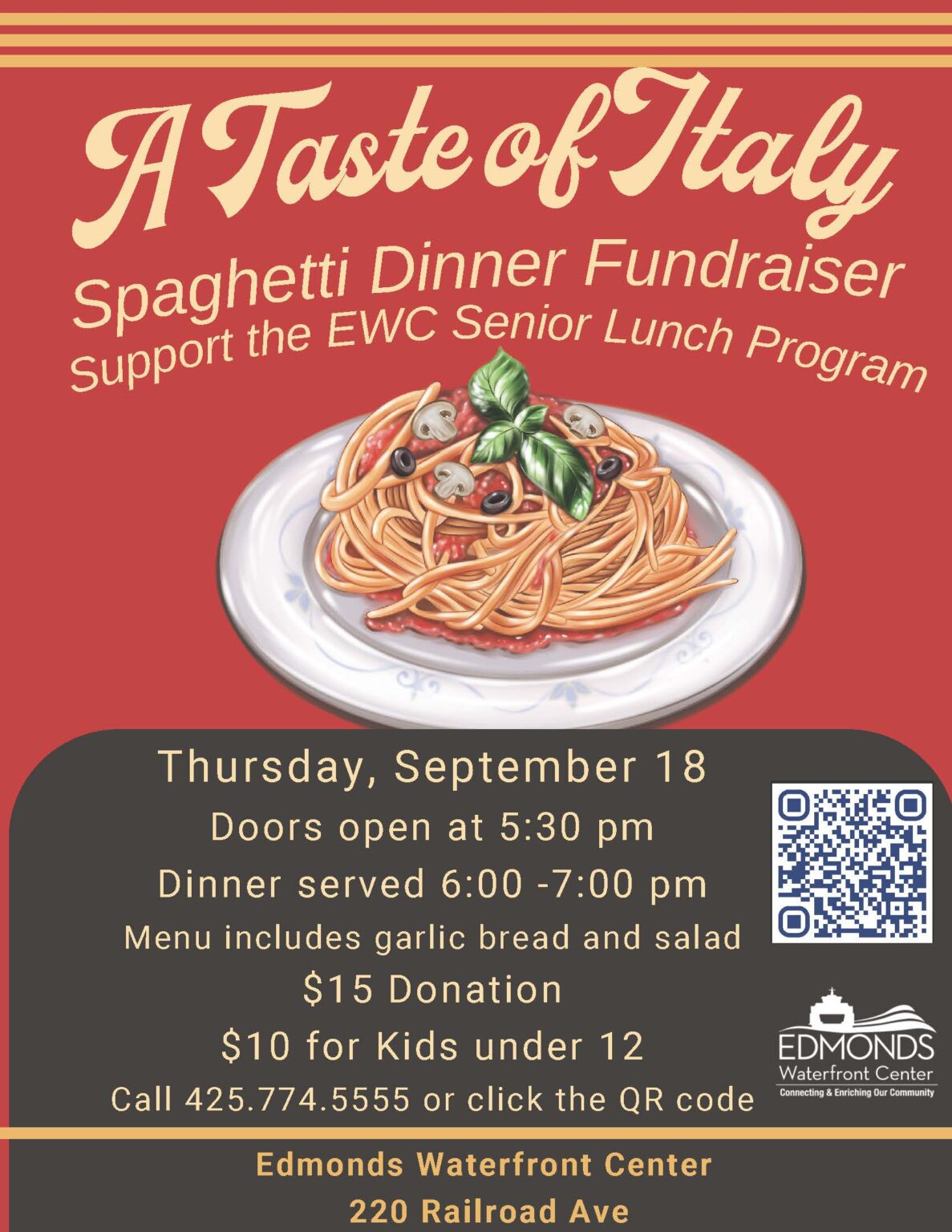 Taste of Italy dinner fundraiser at Edmonds Waterfront Center Sept. 18 ...